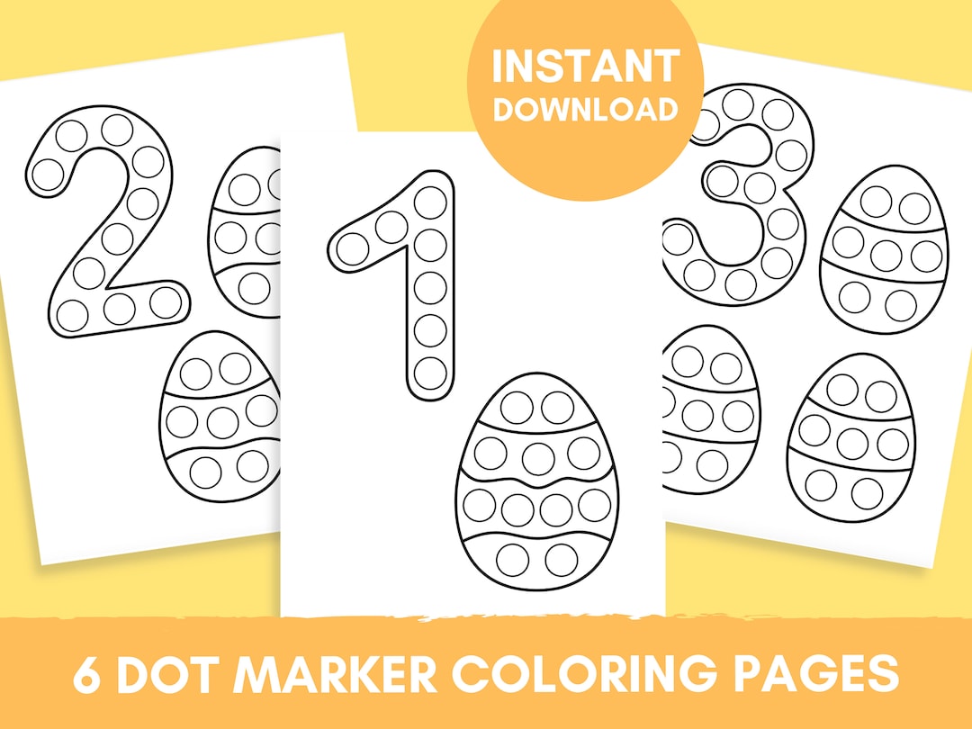 10 Printable Easter Numbers Dot Marker Coloring Pages for Kids | Happy ...