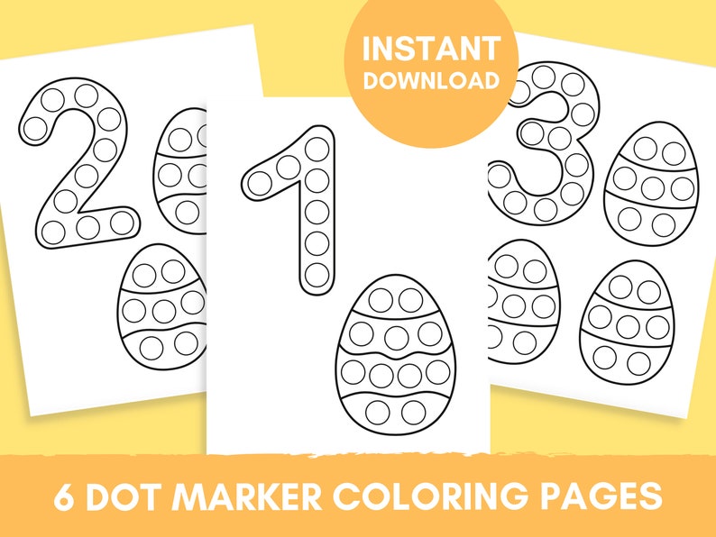 10 Printable Easter Numbers Dot Marker Coloring Pages for Kids | Happy ...