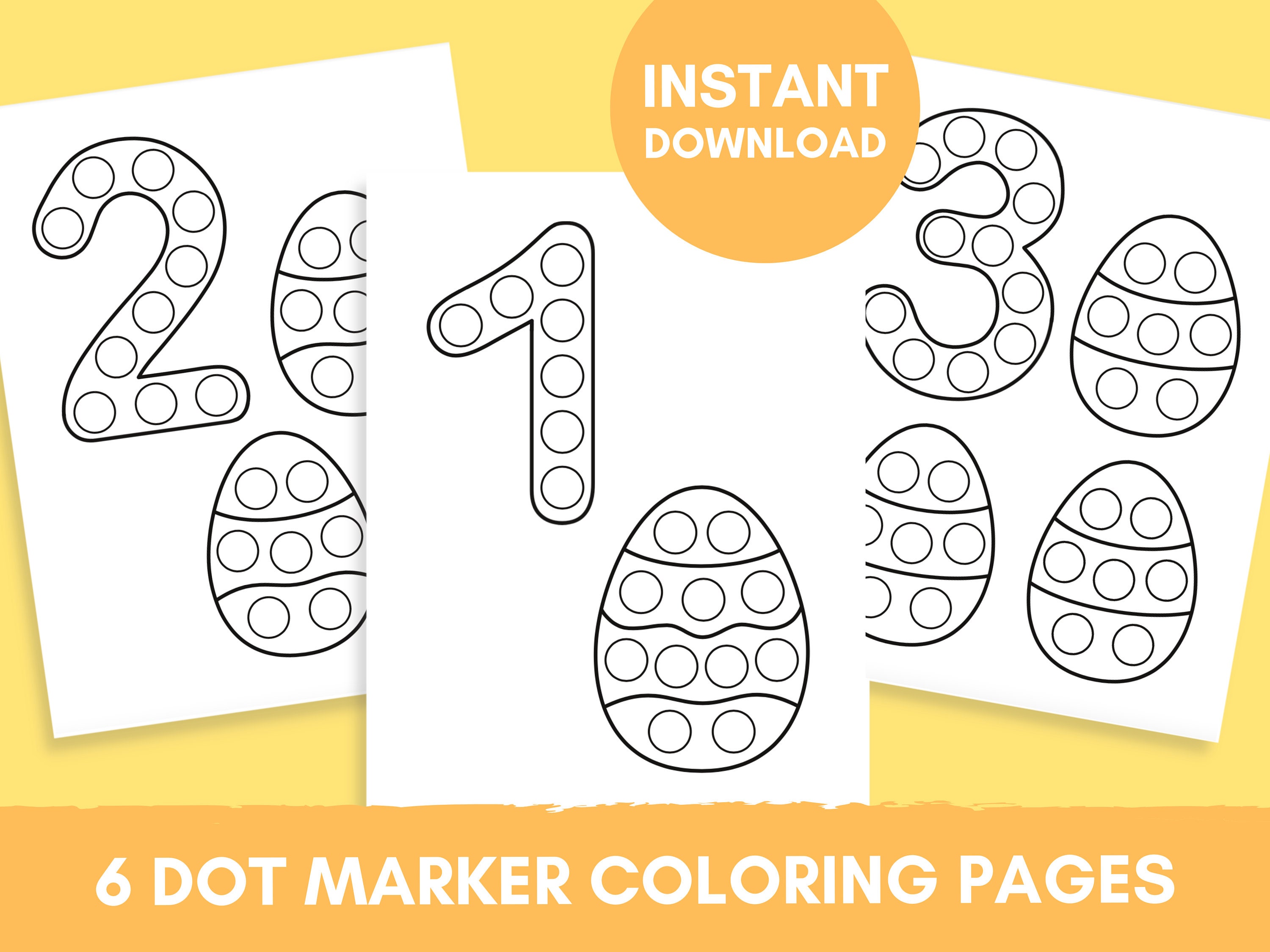 10 Printable Easter Numbers Dot Marker Coloring Pages for Kids | Happy ...