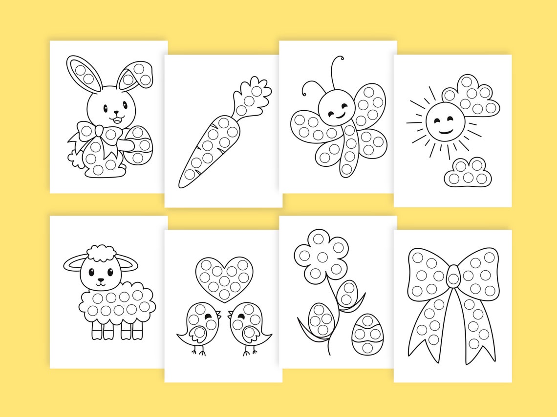 35 Printable Easter Dot Marker Coloring Pages for Kids Happy - Etsy