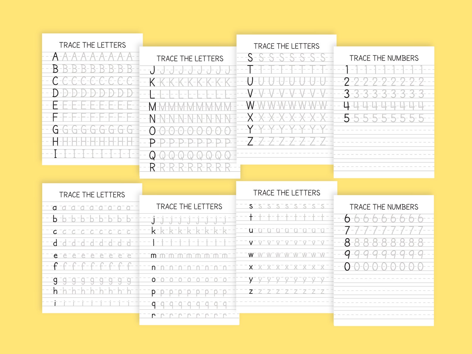 Printable Trace the Alphabet and Numbers, Tracing Worksheets for Kids ...