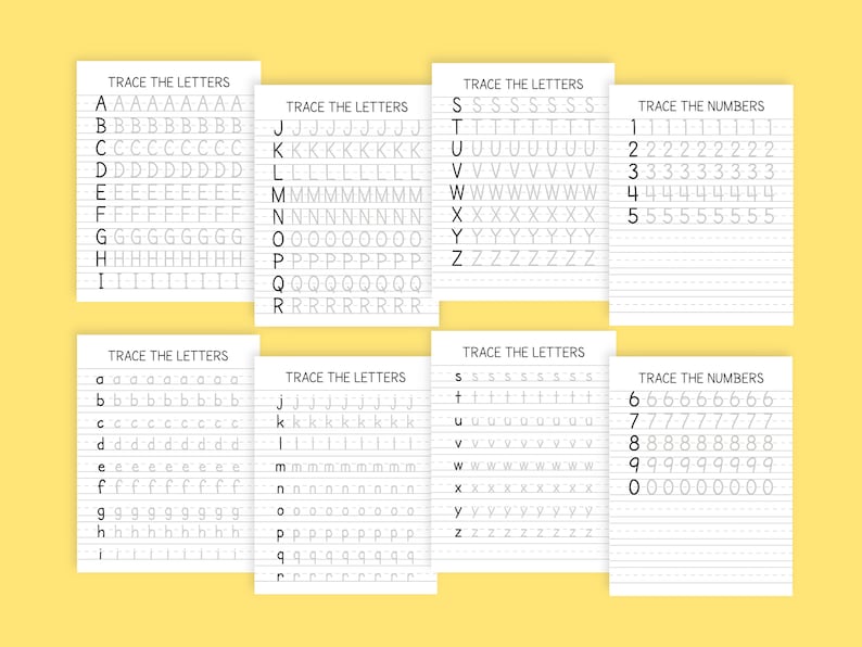 Printable Trace the Alphabet and Numbers, Tracing Worksheets for Kids ...