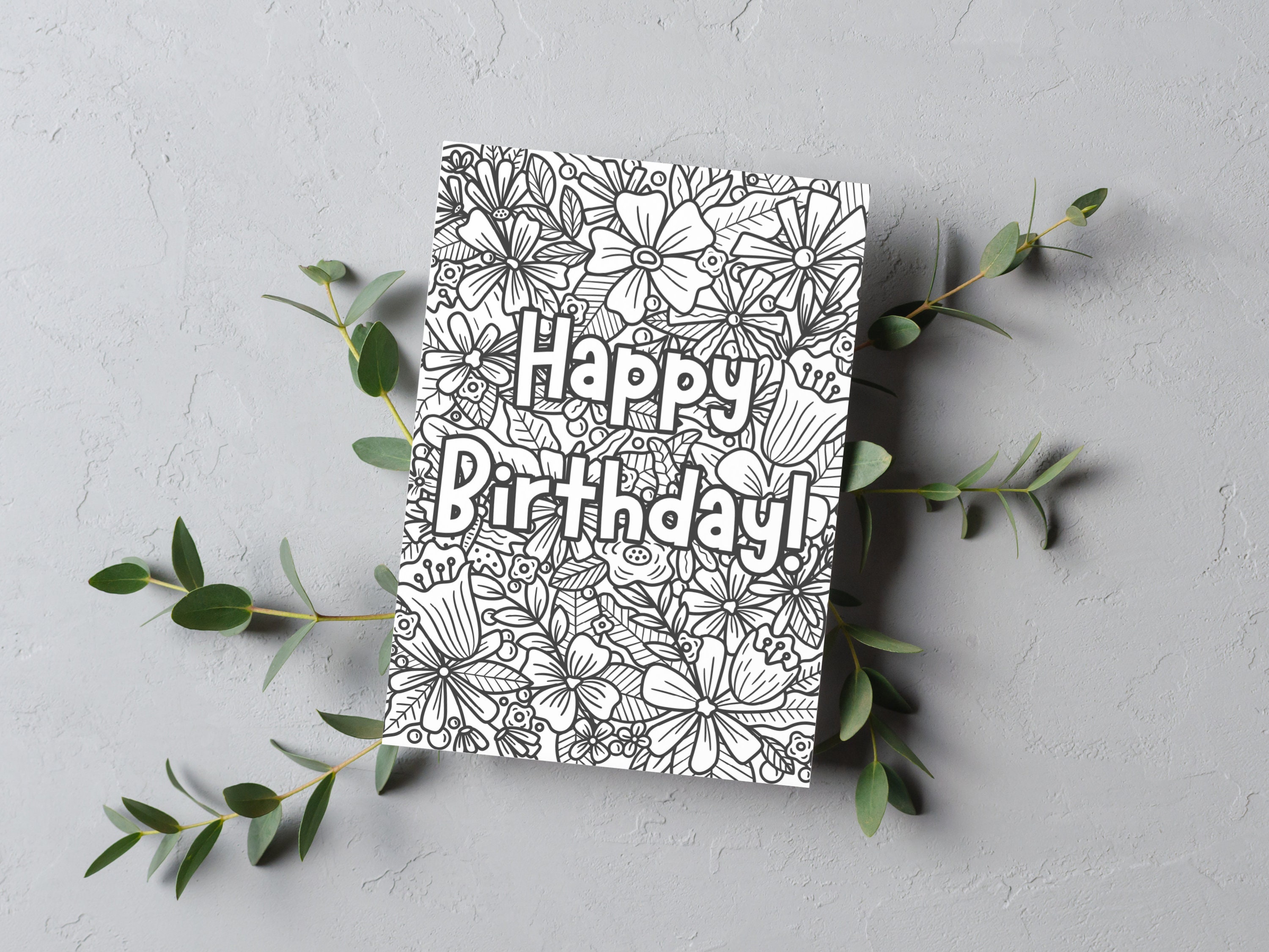 Printable Birthday Coloring Card and Page | Happy Birthday Greeting ...
