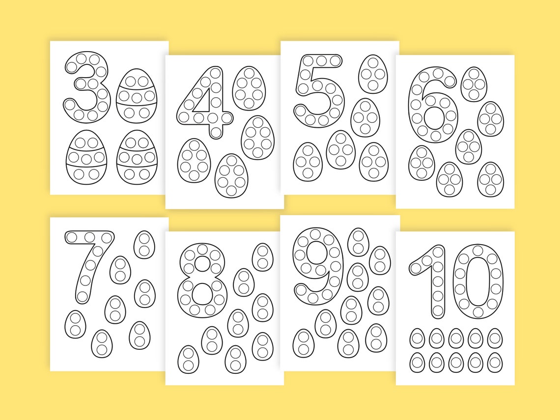35 Printable Easter Dot Marker Coloring Pages for Kids Happy - Etsy