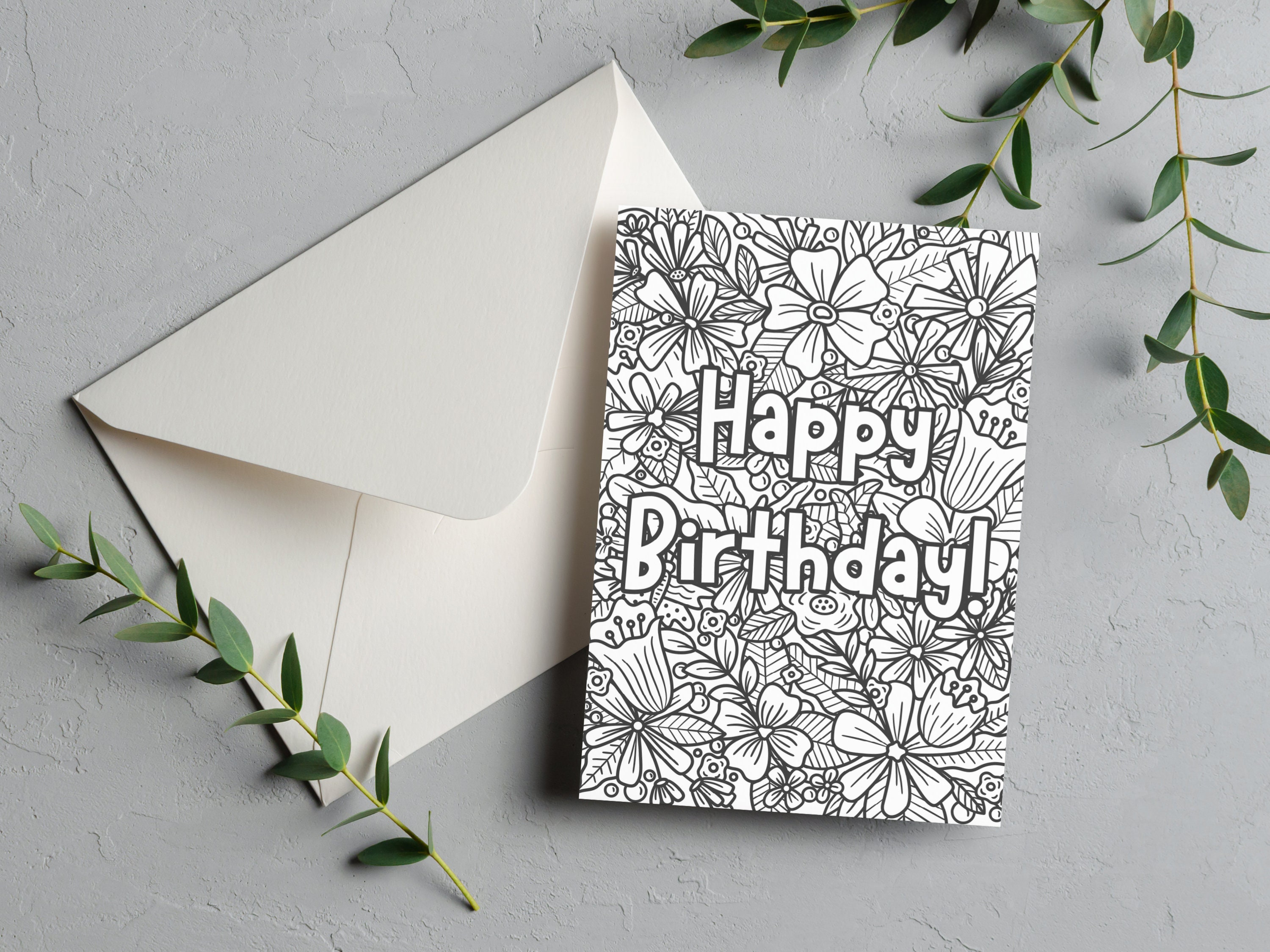 Printable Birthday Coloring Card and Page | Happy Birthday Greeting ...