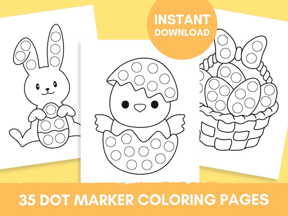 35 Printable Easter Dot Marker Coloring Pages for Kids Happy - Etsy