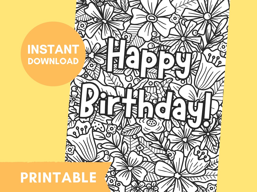 Printable Birthday Coloring Card and Page | Happy Birthday Greeting ...