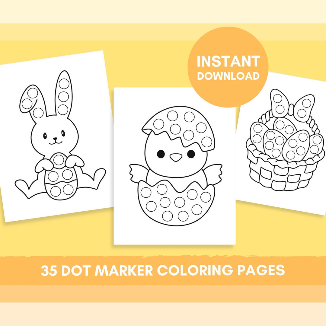 35 Easter Dot Marker Coloring Pages | Kids Activity (digital Download ...