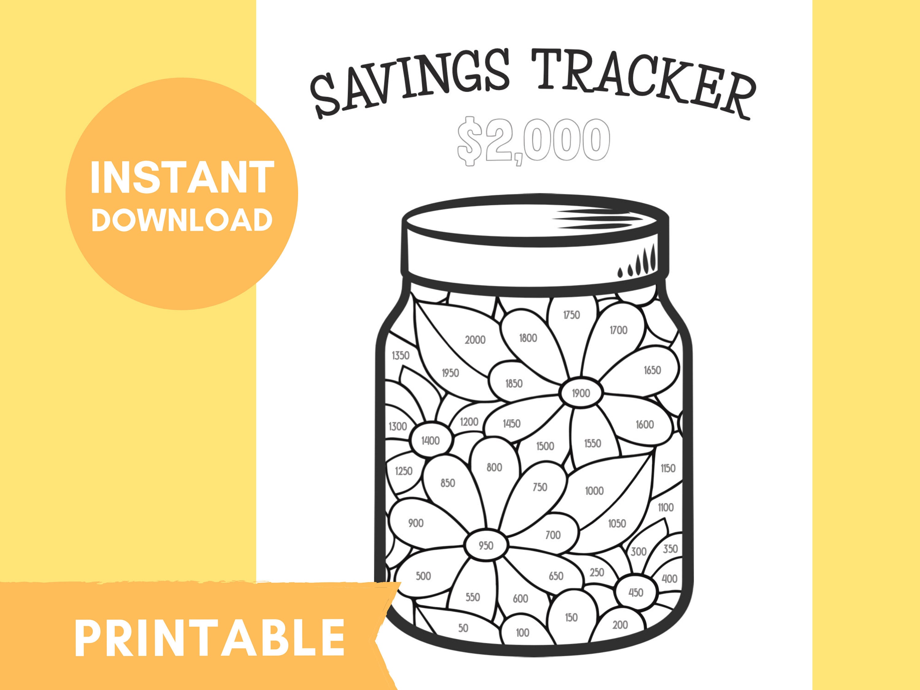 2k Savings Challenge Printable | Savings Tracker in Mason Jar, Instant ...