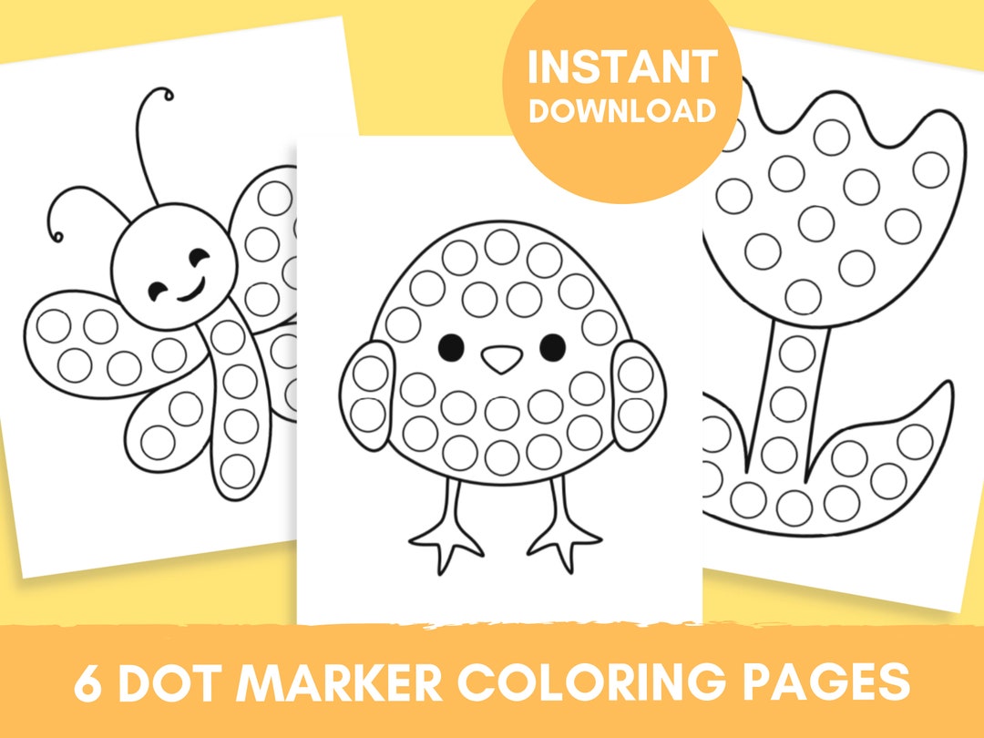 6 Printable Spring Dot Marker Coloring Pages for Kids | Dot Marker ...