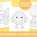 6 Printable Spring Dot Marker Coloring Pages for Kids | Dot Marker ...