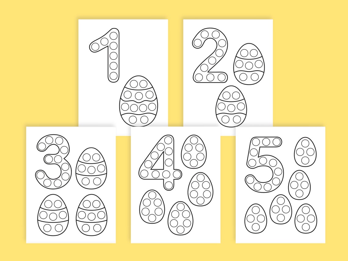 10 Printable Easter Numbers Dot Marker Coloring Pages for Kids | Happy ...