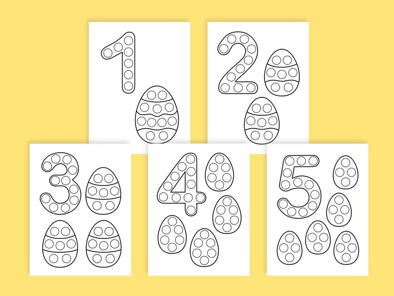 10 Printable Easter Numbers Dot Marker Coloring Pages for Kids | Happy ...