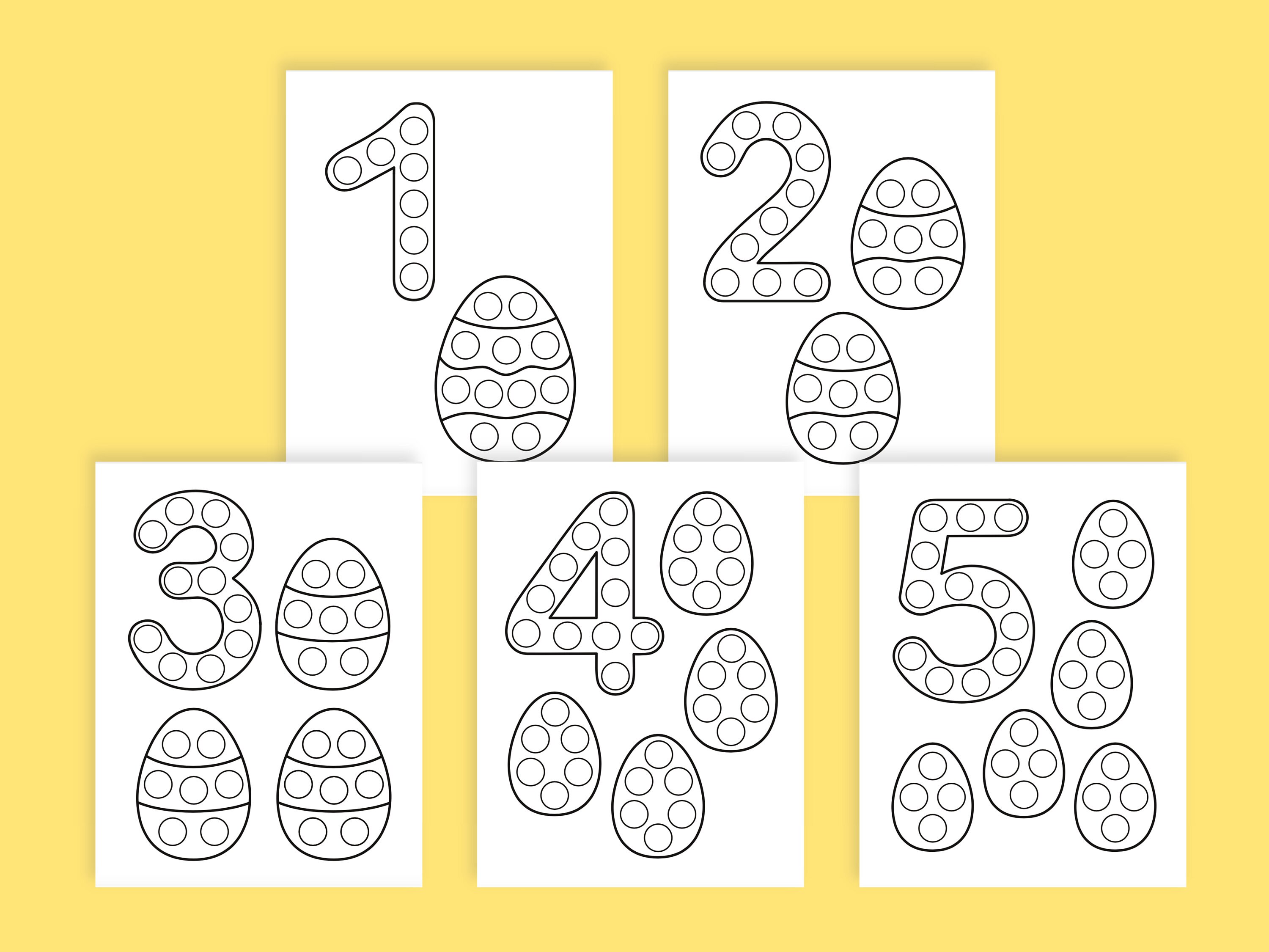 10 Printable Easter Numbers Dot Marker Coloring Pages for Kids | Happy ...