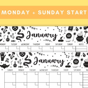 Printable Witch Calendar | Digital Download | Blank Witchy Monthly ...