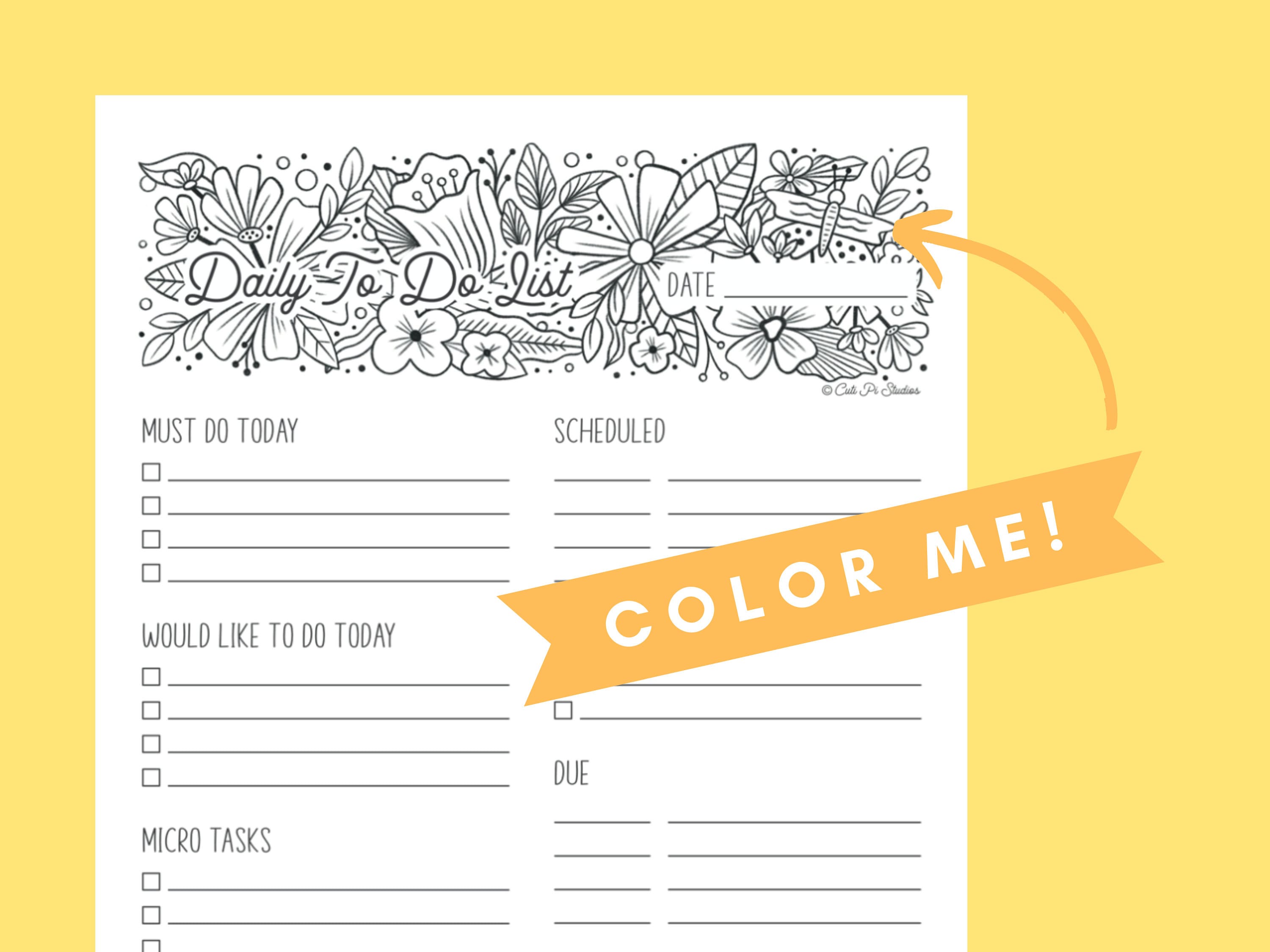 Printable to Do Checklist, Daily Planner, Daily to Do List PDF, Print ...