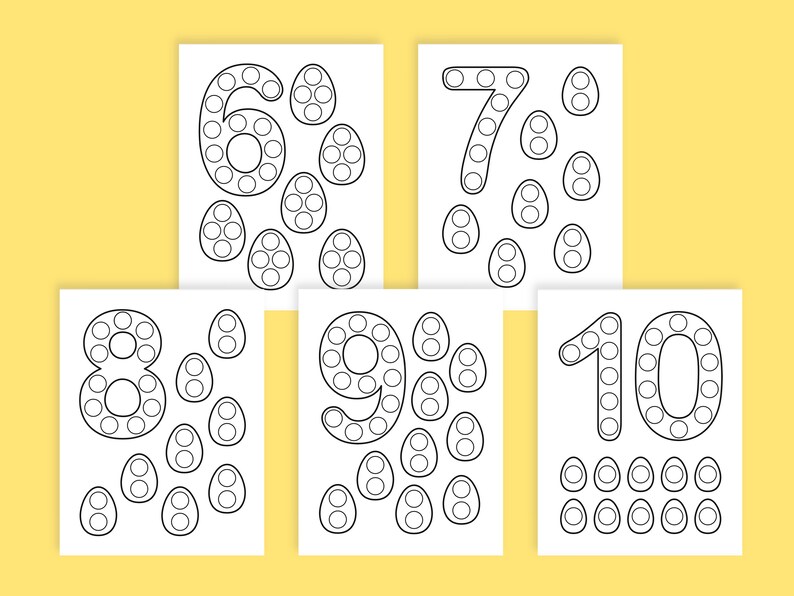 10 Printable Easter Numbers Dot Marker Coloring Pages for Kids | Happy ...
