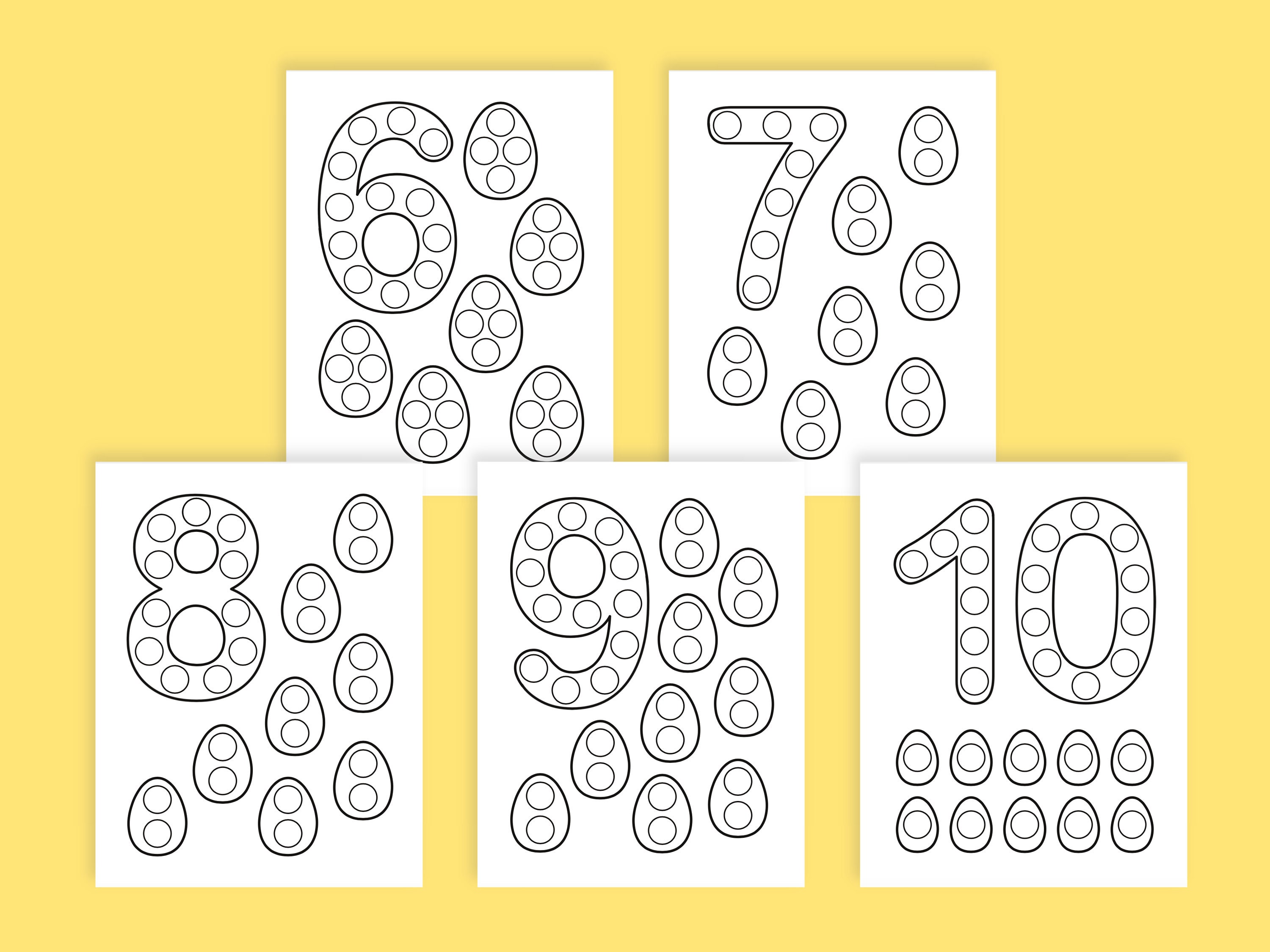 10 Printable Easter Numbers Dot Marker Coloring Pages for Kids | Happy ...