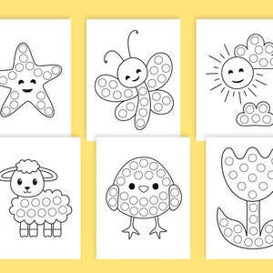 6 Printable Spring Dot Marker Coloring Pages for Kids | Dot Marker ...