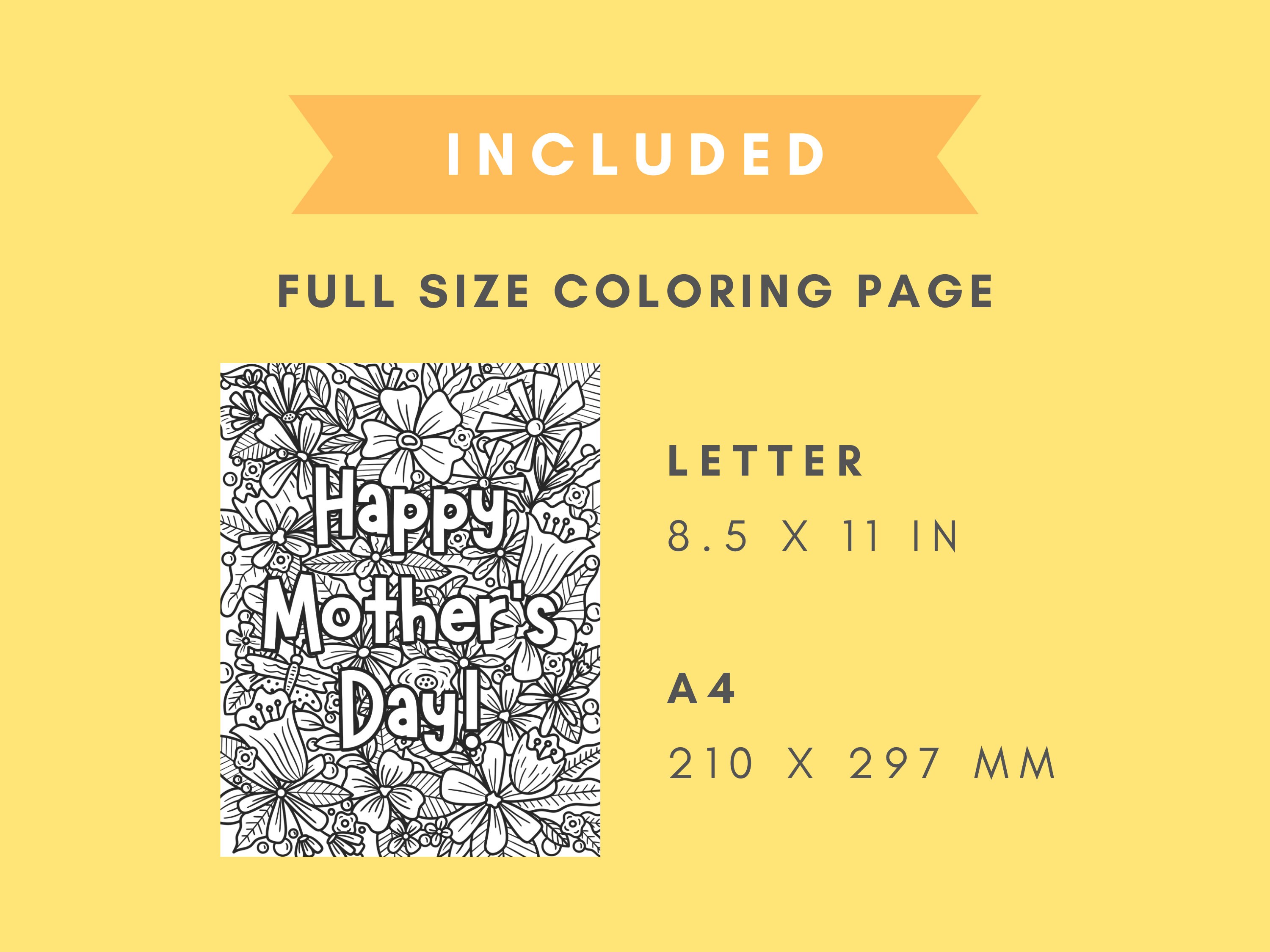 Printable Mother's Day Coloring Card and Page Mother's Day Greeting ...