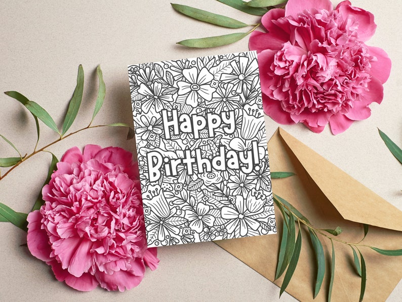 Printable Birthday Coloring Card and Page | Happy Birthday Greeting ...