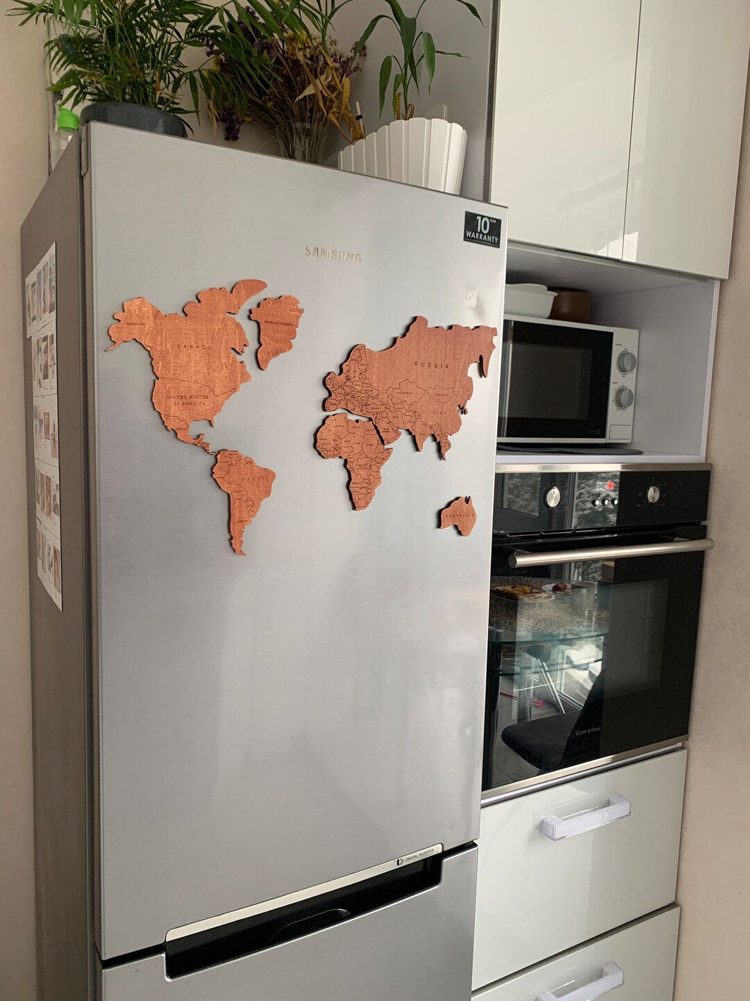 Wooden World Map for Fridge World Map With Magnets Wood - Etsy Sweden