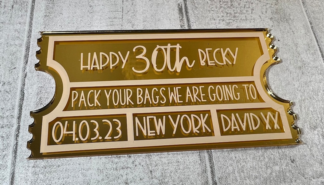 PERSONALISED TICKET VOUCHER | Acrylic Gift Ticket | Golden Ticket ...