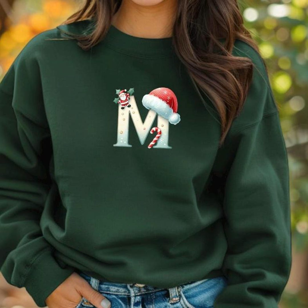 Personalized Christmas Initial Sweatshirt: Family Holiday Jumper - Etsy UK