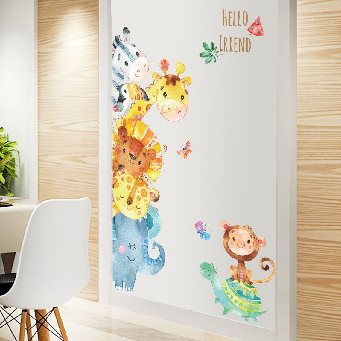 Cartoon Animals Hello Friend Door Wall Stickers Baby Nursery - Etsy