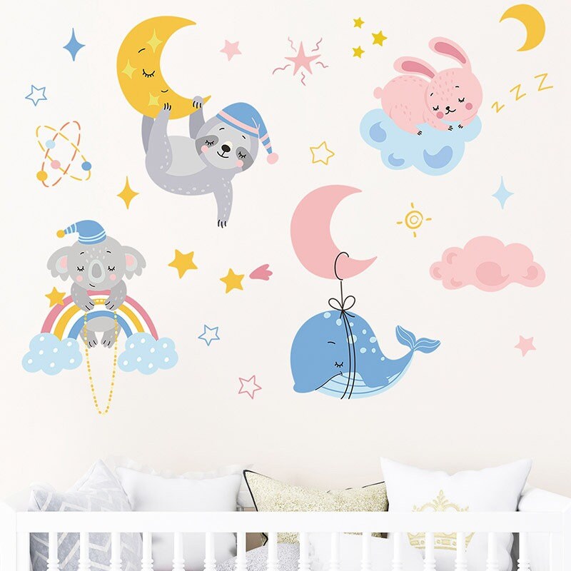 Cute Animals Wall Stickers Cartoon Sleeping Animals Panda - Etsy