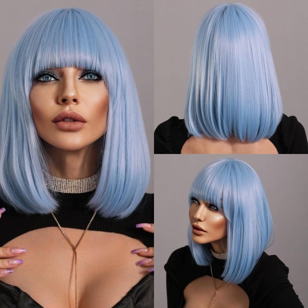 Short Blue Wig - Etsy
