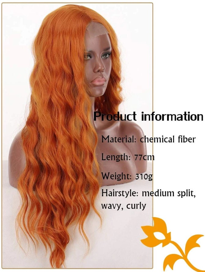 Lace Front Extra Long Curly Synthetic Orange Wig - Etsy
