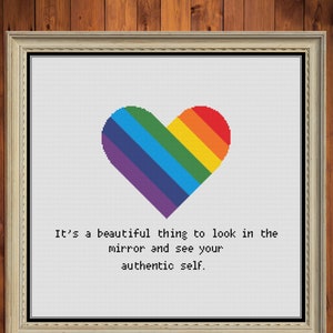 LGBTQIA Pride Authentic Self Inspirational Quote Cross-stitch - Etsy