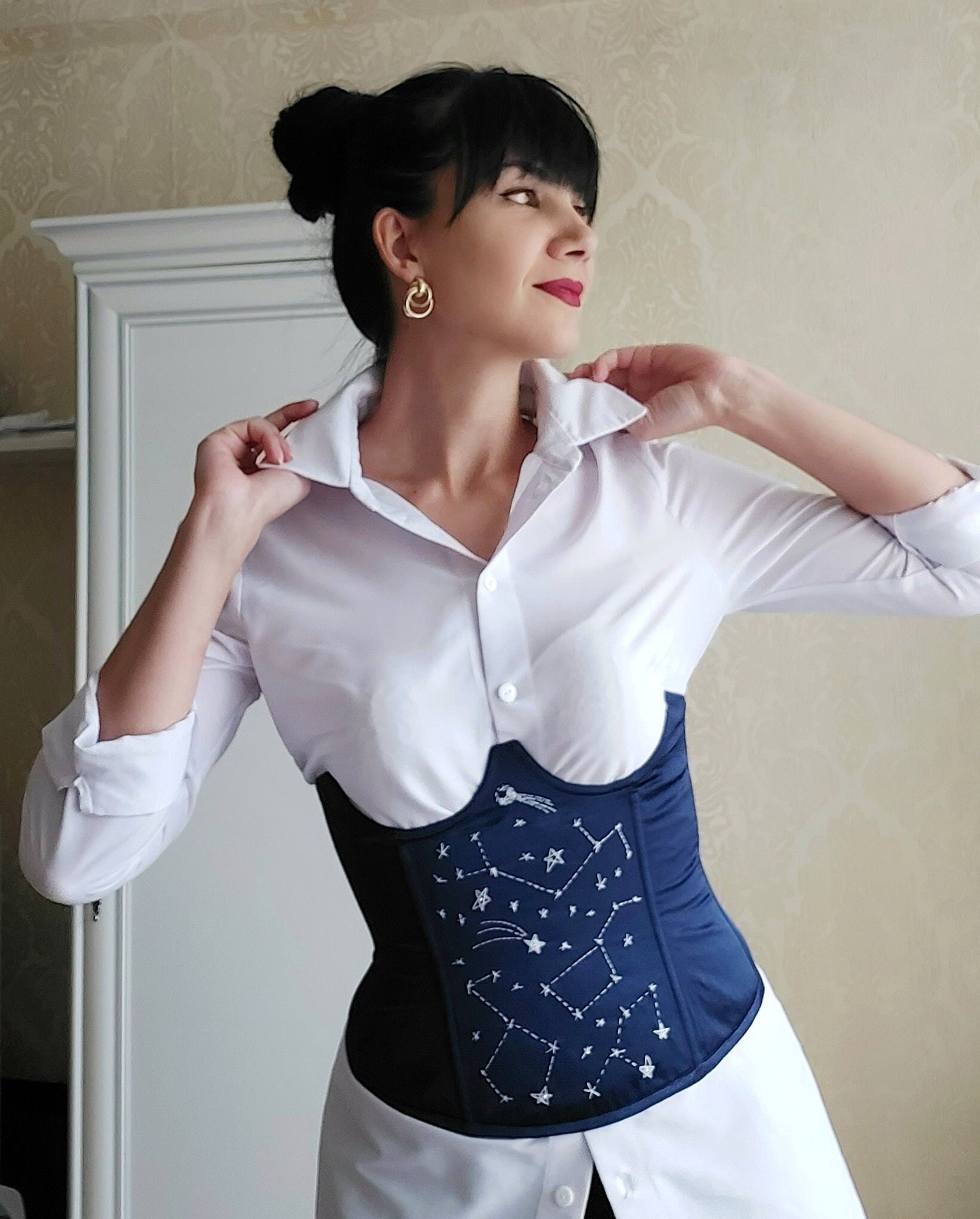 Corsage, Women's Corset, Embroidered Corset, Constellations, Corset ...