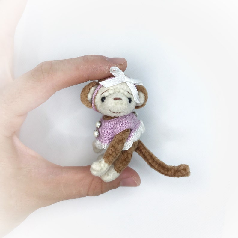 Stuffed Monkey Tiny Little Toy. Plush Miniature Souvenir Funny Animal ...