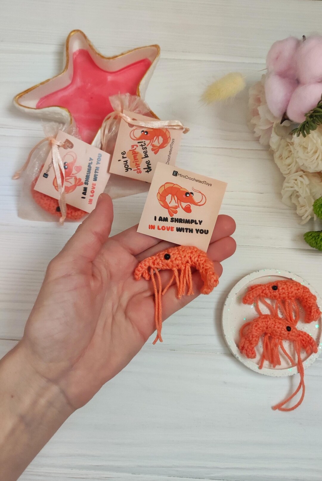 Emotional Support Shrimp Crochet Mini Toy. Be My Valentine Cute Gift ...