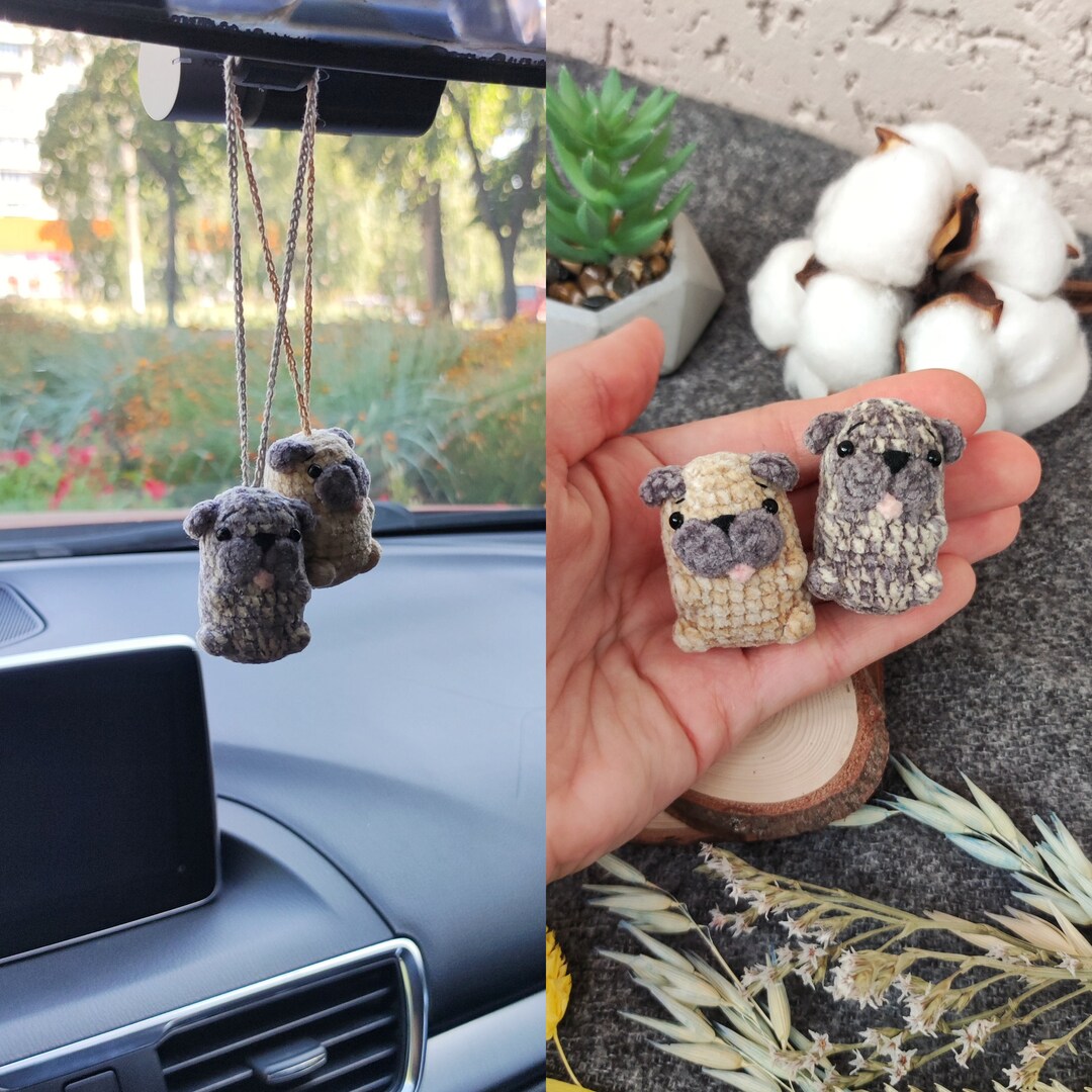 Cute Car Mirror Hanging Pug Puppy Stuffed Mini Plush Toy Keychain ...