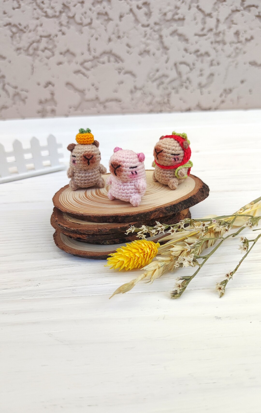 Tiny Cute Capybara Toy 1 Inch. Lovely Mini Capybara With Orange. Pocket ...