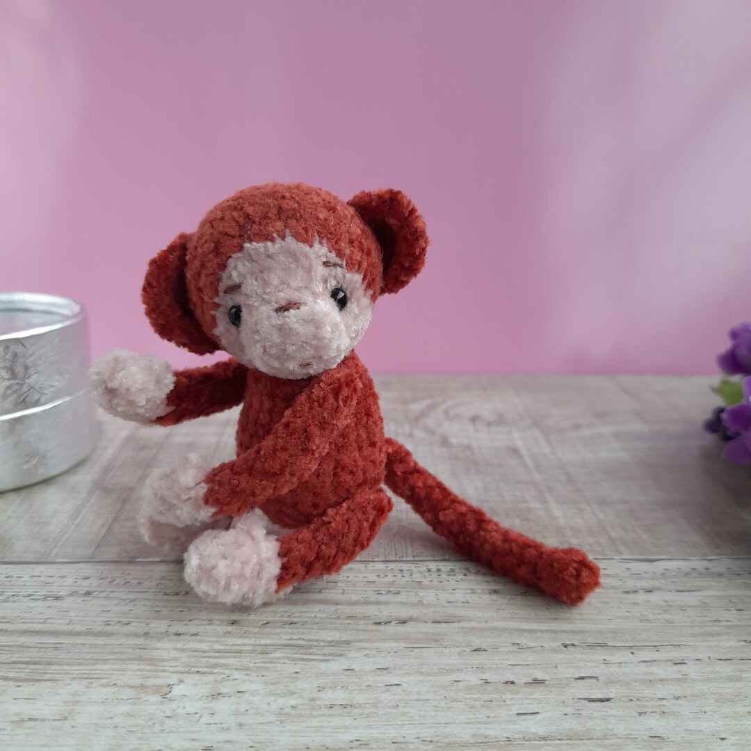 Tiny Stuffed Monkey Toy. Miniature Crochet Velour Pet Funny - Etsy
