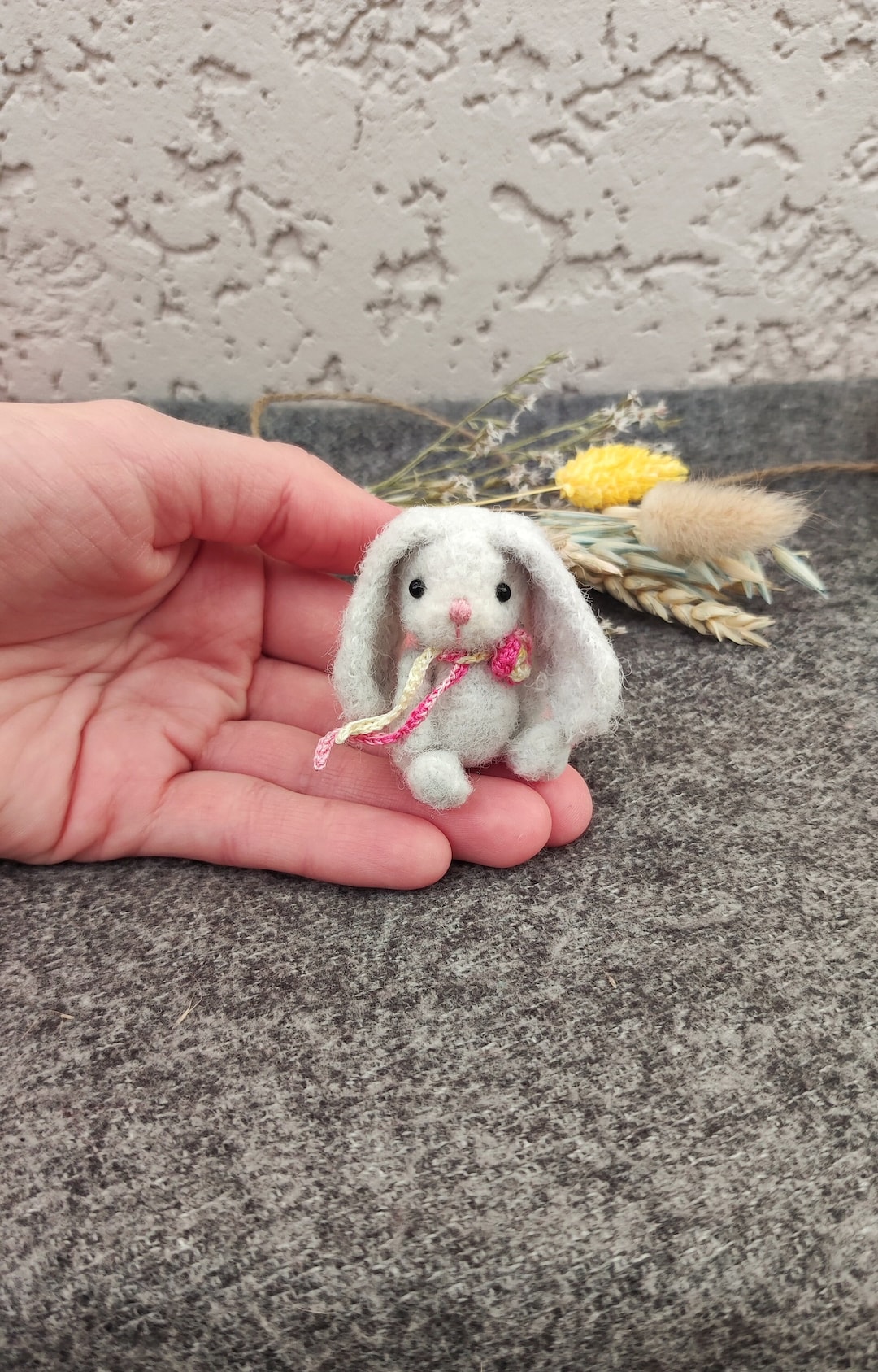 Mini Bunny Rabbit Toy Pocket Pet Friend for Doll. Handmade Artist Bunny ...