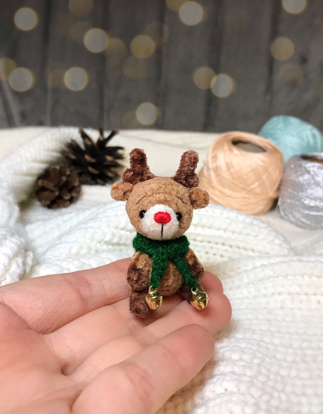 Miniature Stuffed Deer, Christmas Little Reindeer Toy, Dollhouse Pet ...