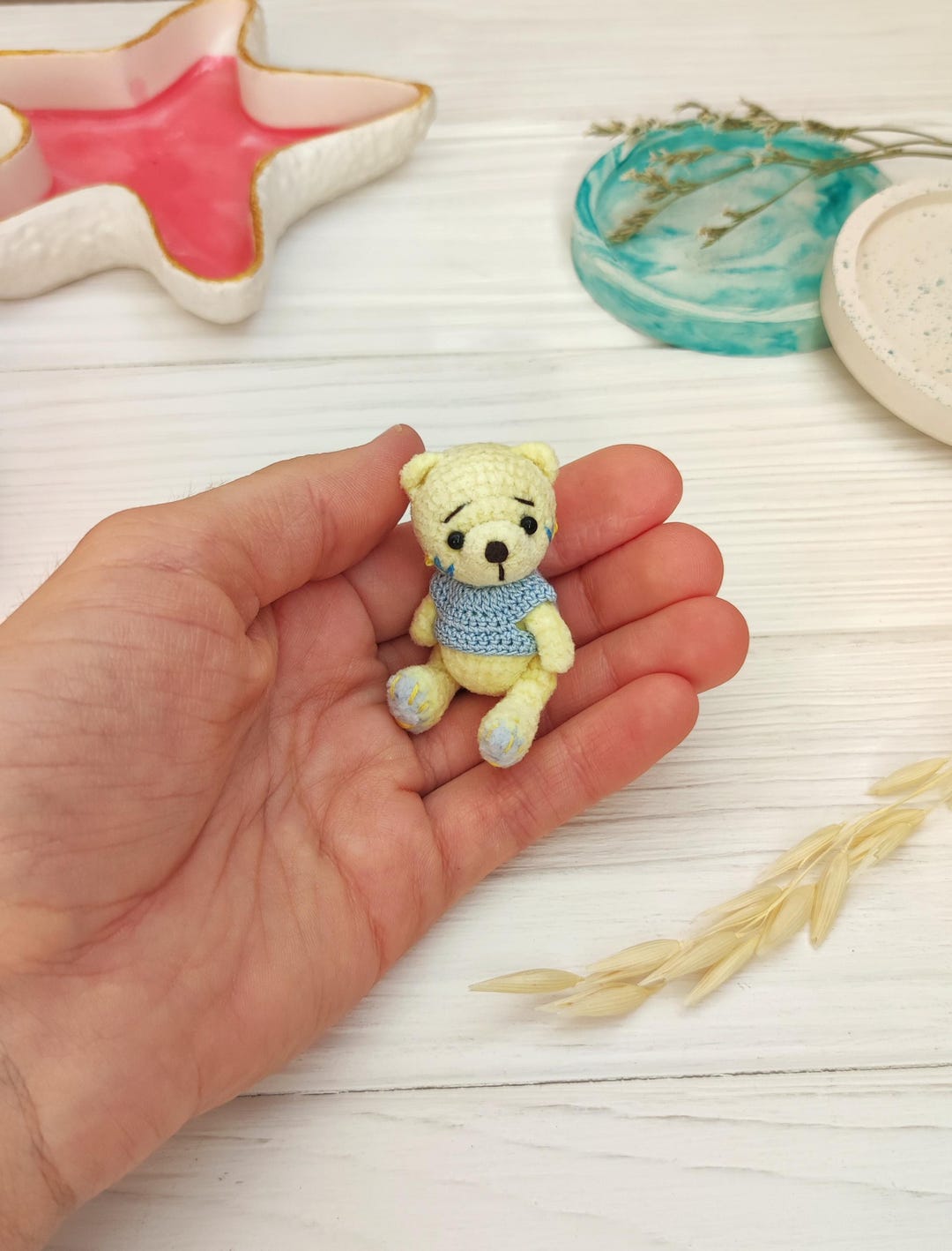 Miniature Plushie Teddy Bear for Collection. Cute Handmade Unique ...