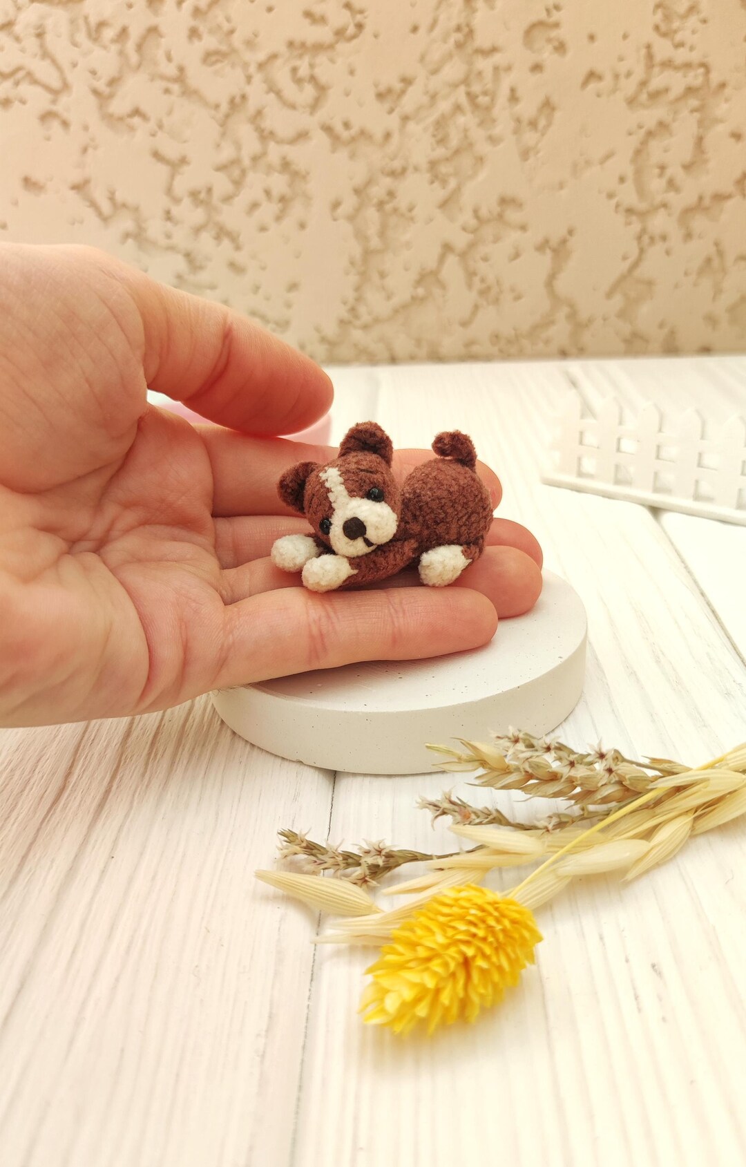 Mini Dog Plush Toy 2 Inch. Tiny Crochet Puppy Doll Companion. Pocket ...