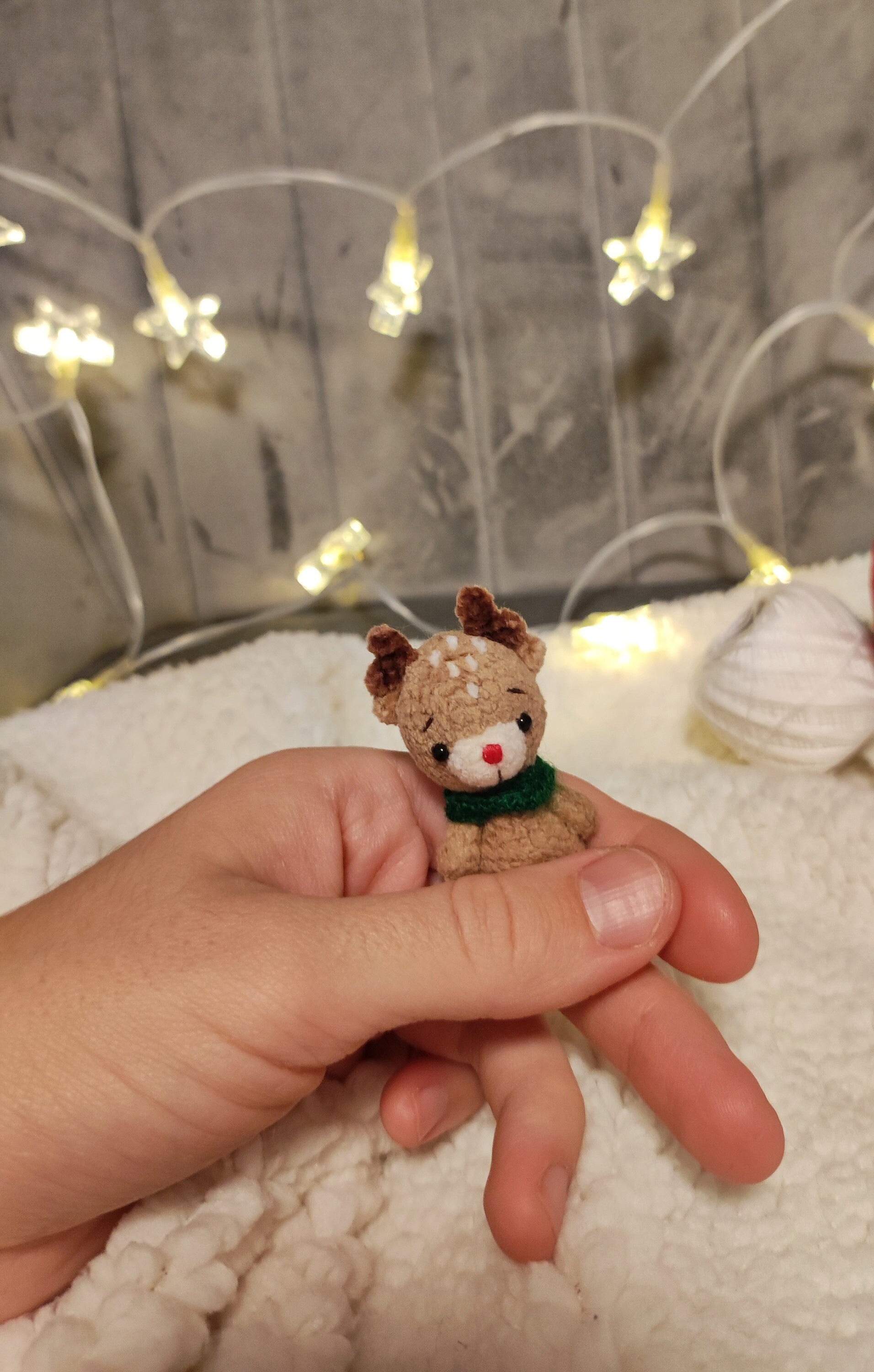 Christmas Miniature Gift Reindeer Toy. Plushie Micro Crochet Stuffed ...