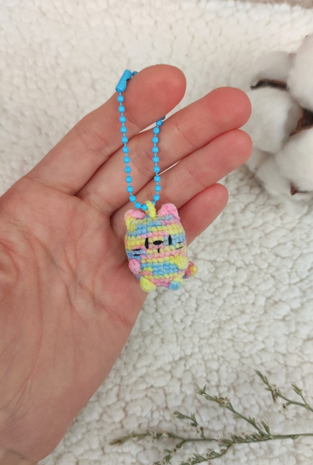 Plush Stuffed Keychain Cat. Cute Kawaii Plushie Kitten Ornament. Tiny ...