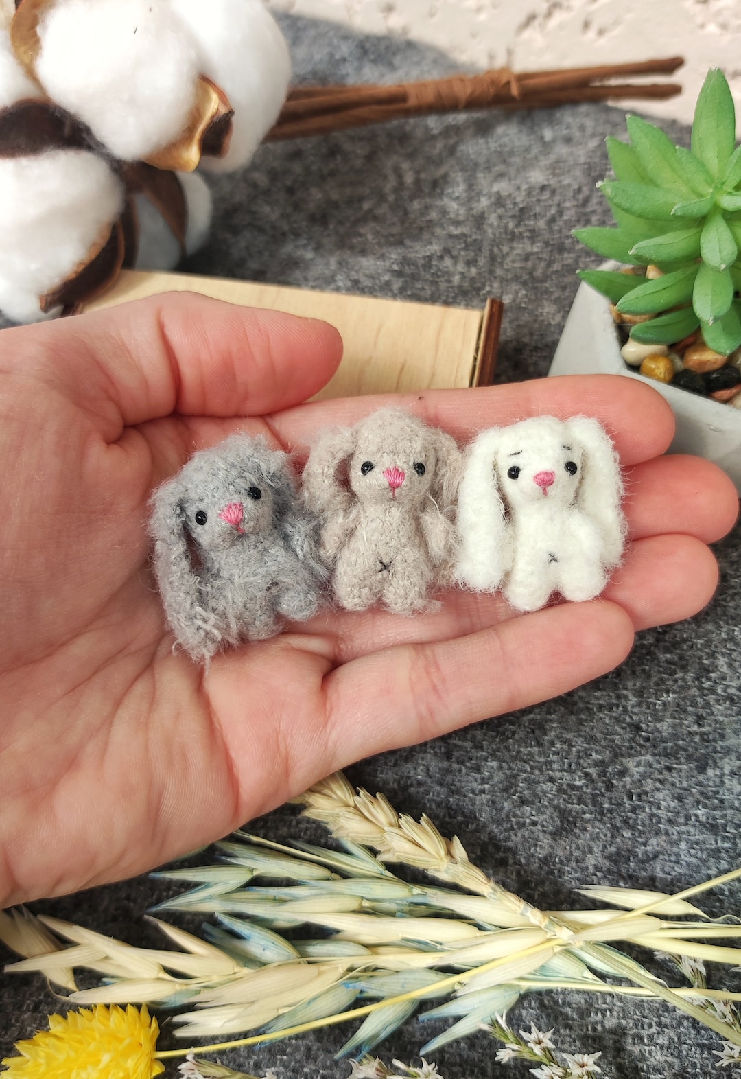 Tiniest Plush Bunny Rabbit Toy. Very Small Furry Bunny Friend for Doll ...