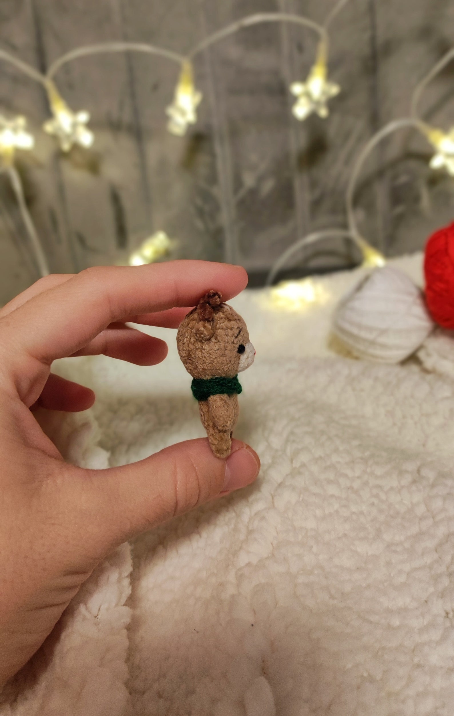 Christmas Miniature Gift Reindeer Toy. Plushie Micro Crochet Stuffed ...