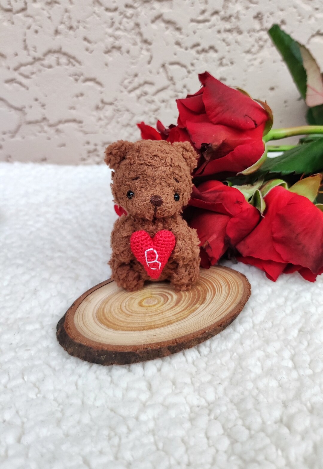 Custom Valentine Day Teddy Bear Plushie Gift. Miniature Stuffed Animal ...