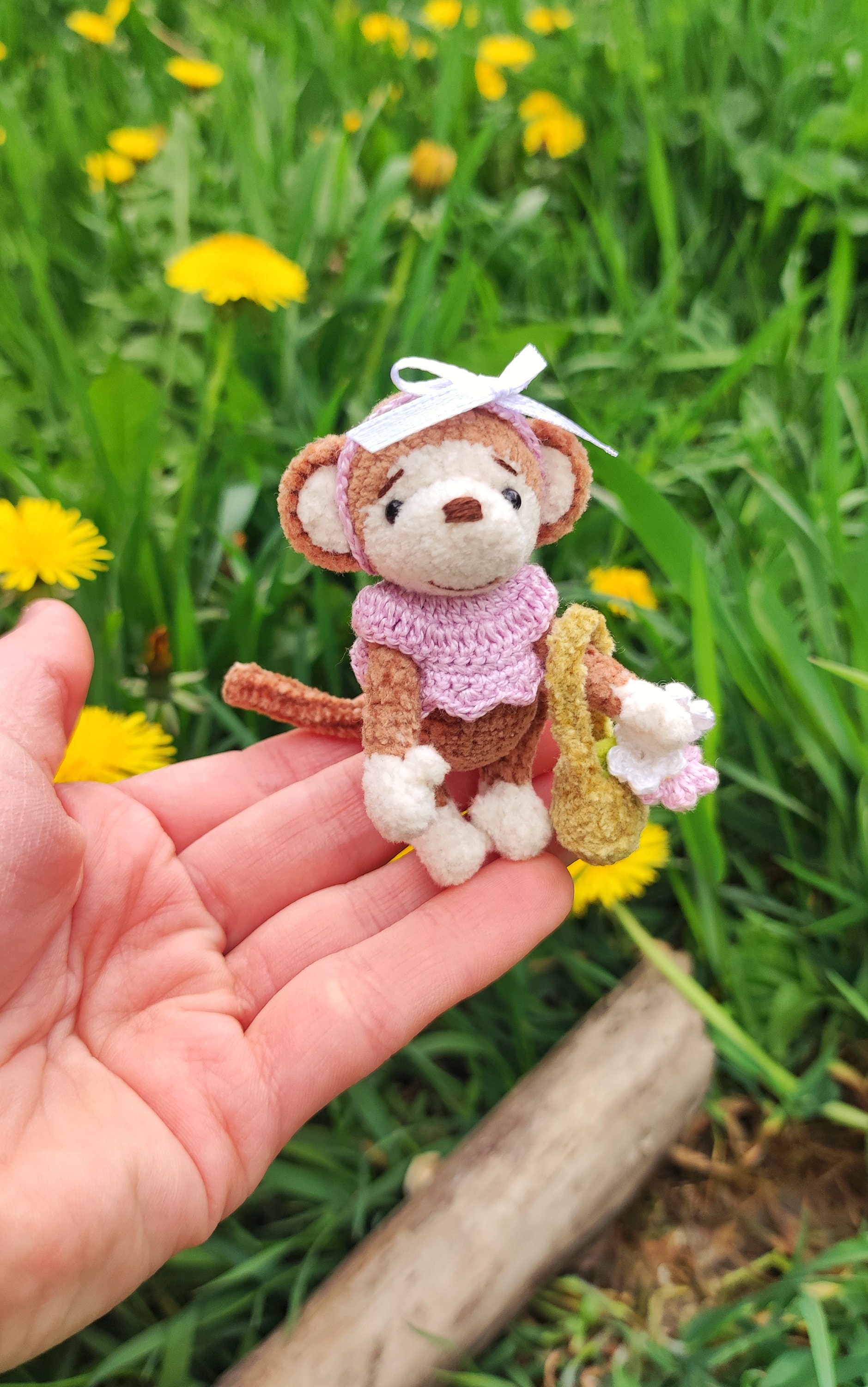 Mini Animal Plushie Monkey Stuffed Toy. Tiny Plush Pet for Blythe Doll ...