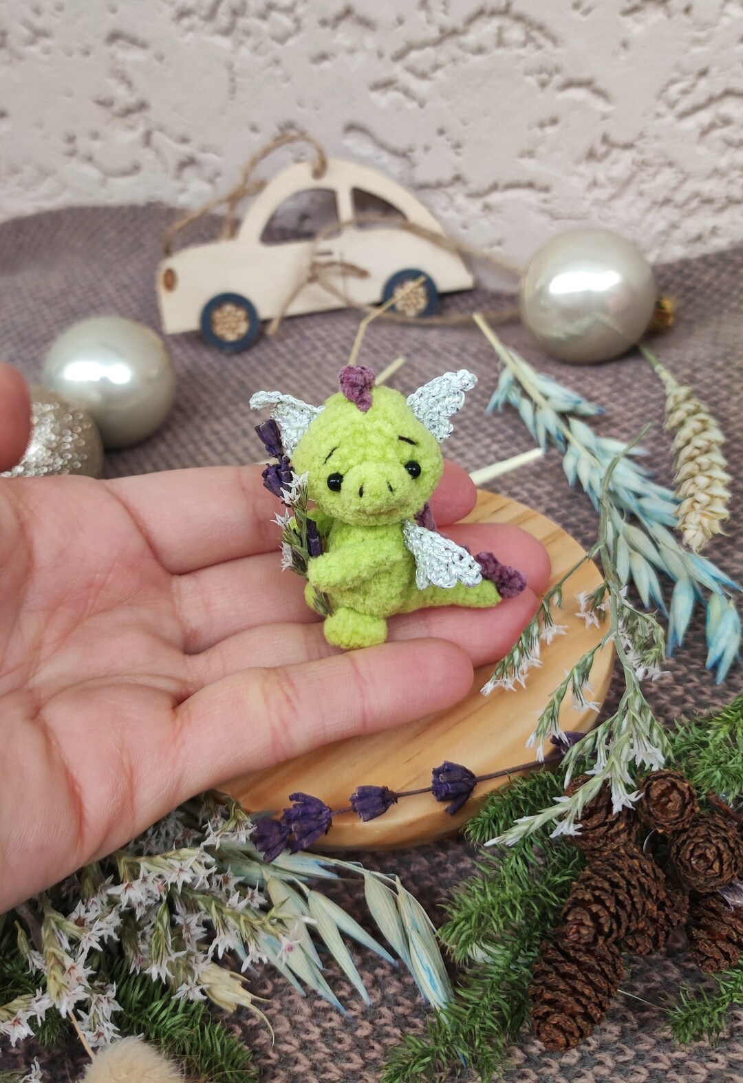 Miniature Plushie Dragon Toy 2" for Dollhouse. Tiny Crochet Pocket Pet ...